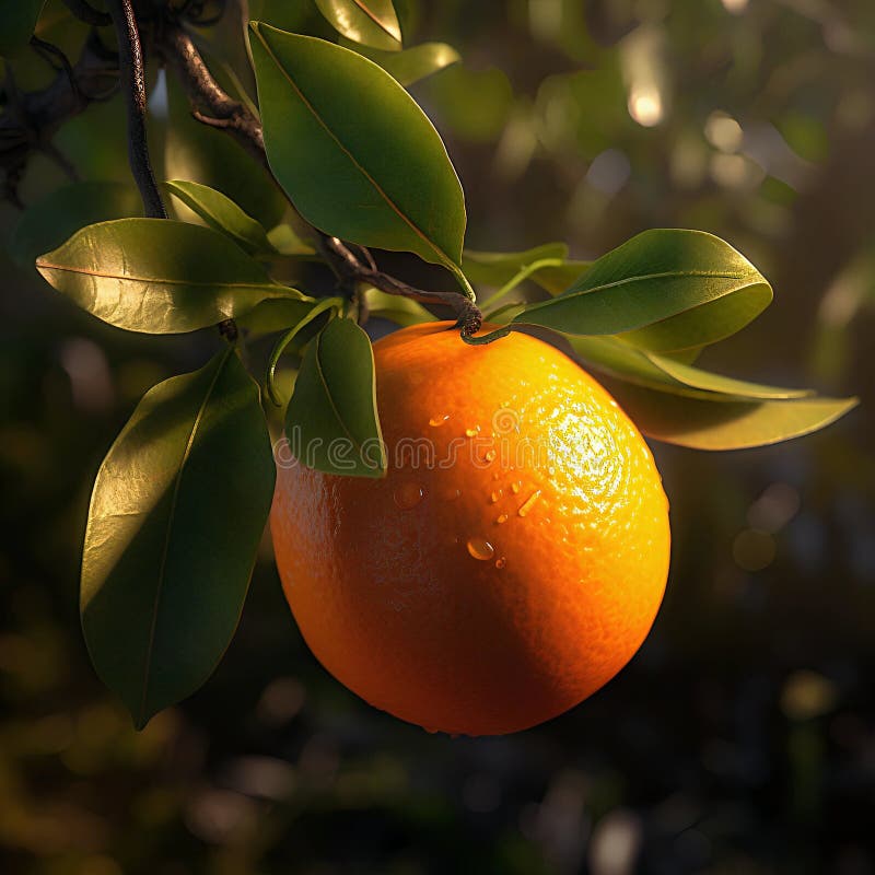AI Generated Illustration of a Close Up of an Orange Fruit Ripening on ...