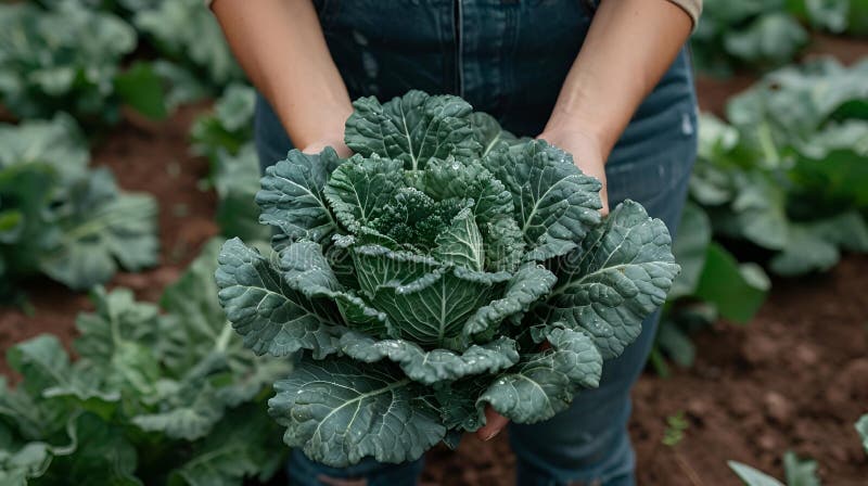 AI Generated Illustration of a Close-up of a Person Holding Cabbage ...