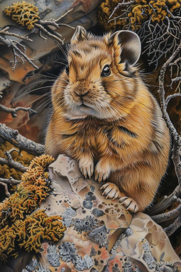 AI Generated Illustration of a Close-up of a Pika Sitting on a Rocky ...