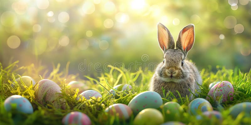 A Beautiful Easter Bunny and Colorful Eggs with Space To Write a ...