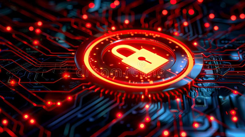 AI Generated Illustration of a Close-up of a Red Lock Button on an ...