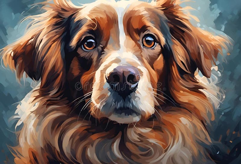 AI Generated Illustration of a Close-up Shot of a Dog Intensely Staring ...