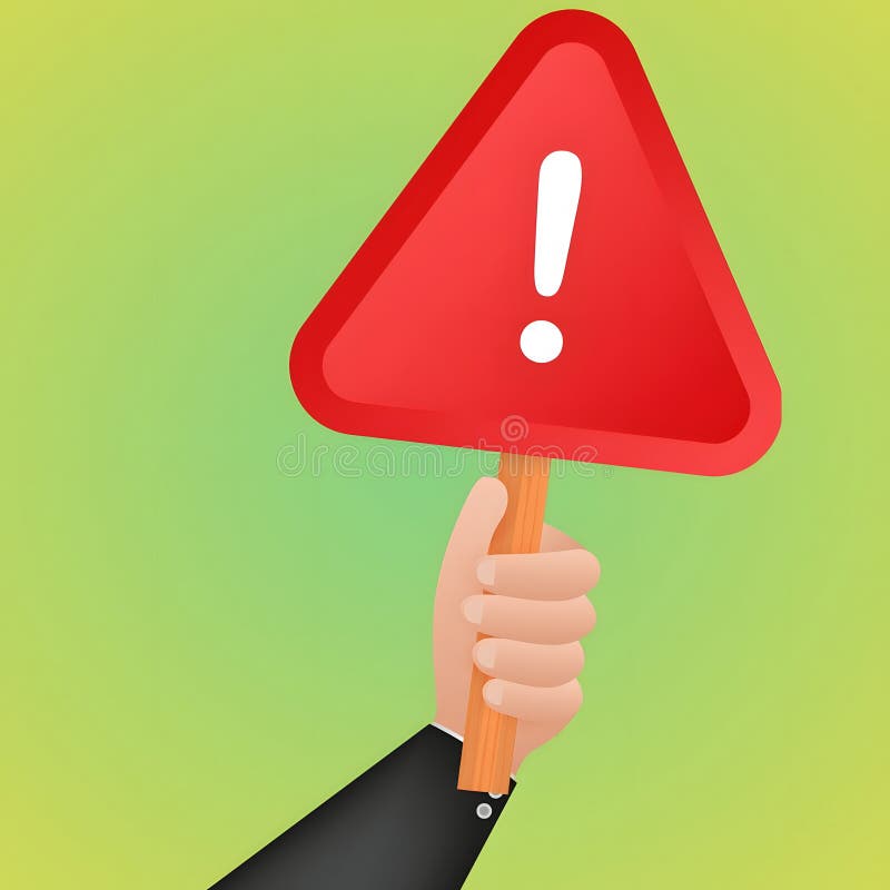 Hand Holding Up a Red Sign with an Exclamatory Sign in the Middle Stock ...