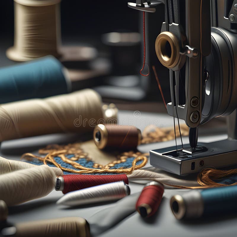 The Sewing Machine Has Some Thread Spools on it Stock Illustration ...