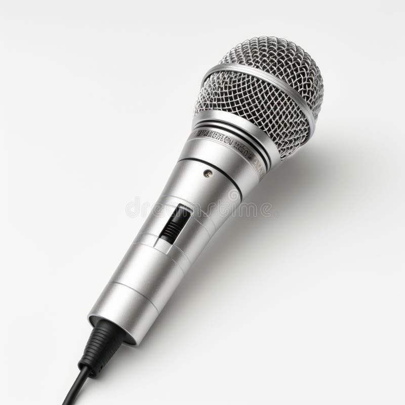 AI Generated Illustration of a Close-up of a Silver Microphone Placed ...