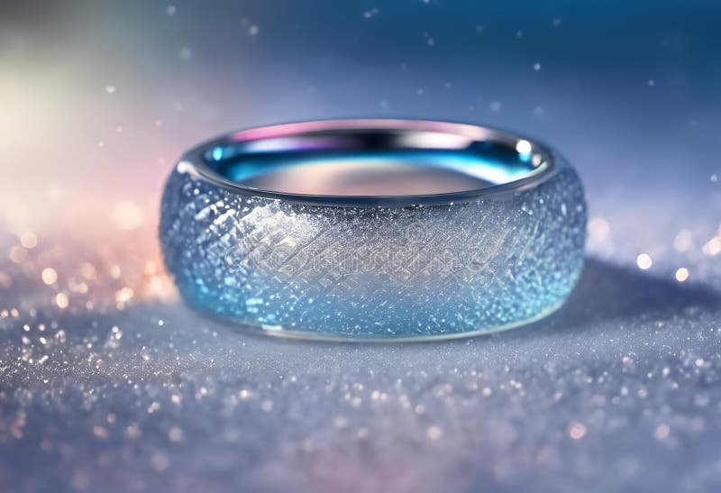 A Close Up of a Diamond Ring on Top of Snow Stock Illustration ...