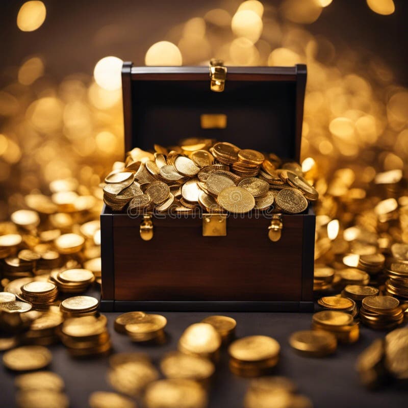 AI Generated Illustration of a Close-up of a Stack of Golden Coins in a ...