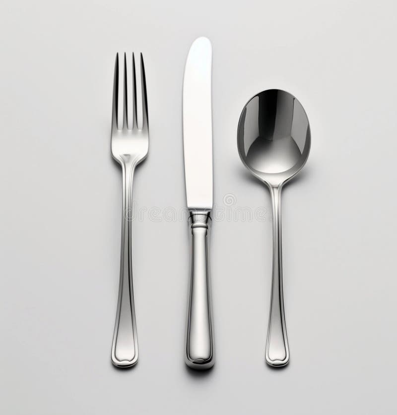 AI Generated Illustration of a Close-up of Three Pieces of Silverware ...