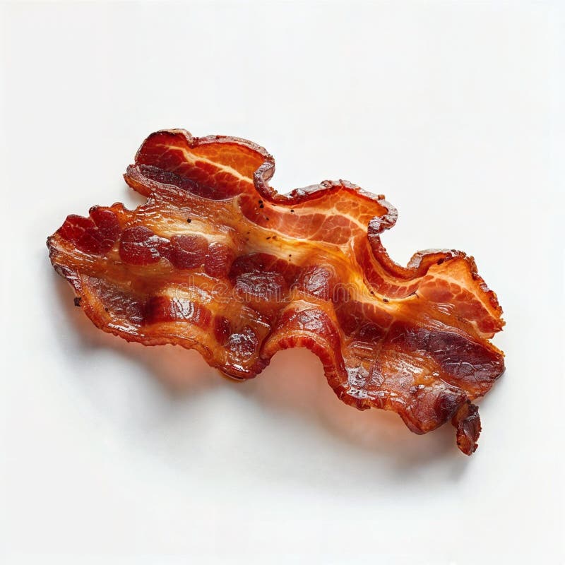 AI Generated Illustration of a Close-up of Two Bacon Strips on a White ...