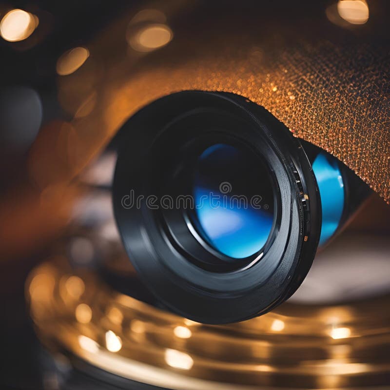 A Close Up of a Camera Lens in Light on Some Wire Stock Illustration ...