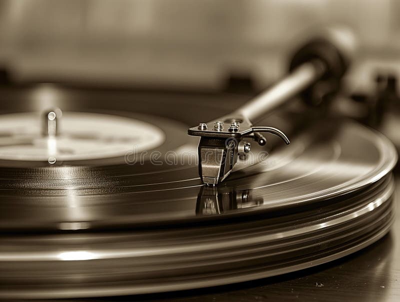 Close-up of a Vintage Record Player with a Vinyl Record Spinning. Stock ...