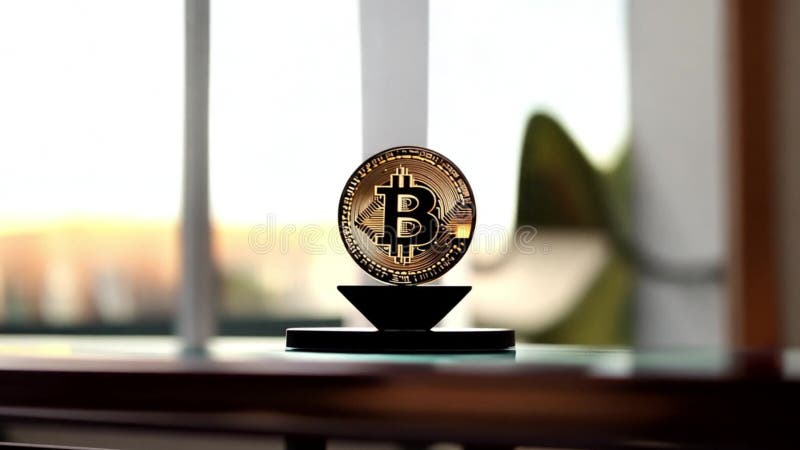 AI-generated Illustration of a Closeup of a Bitcoin Logo on a Table ...