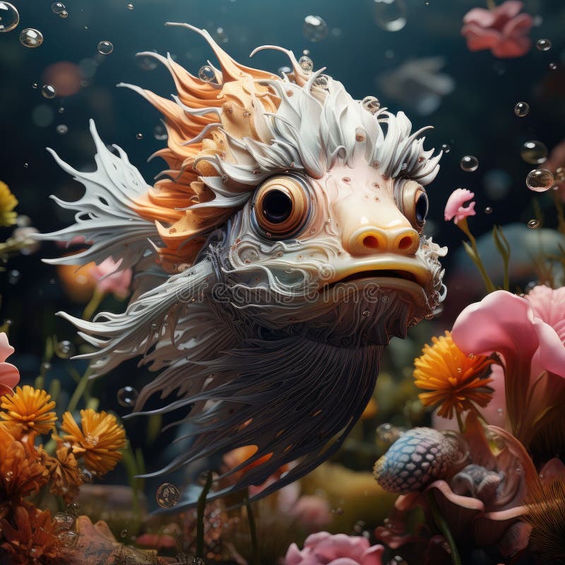 AI-generated Illustration of a Closeup of an Exotic Fish with Large ...