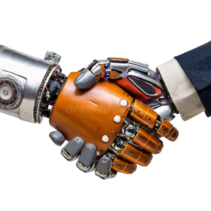 AI Generated Illustration of a Closeup of Robot Handshake Stock Image ...