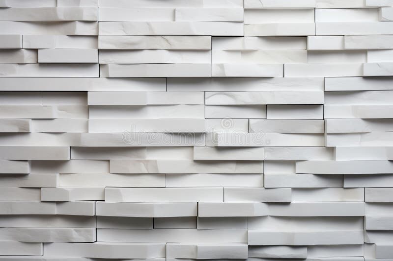 AI Generated Illustration of a Closeup Shot of a White Brick Wall Made from Small Rectangular ...