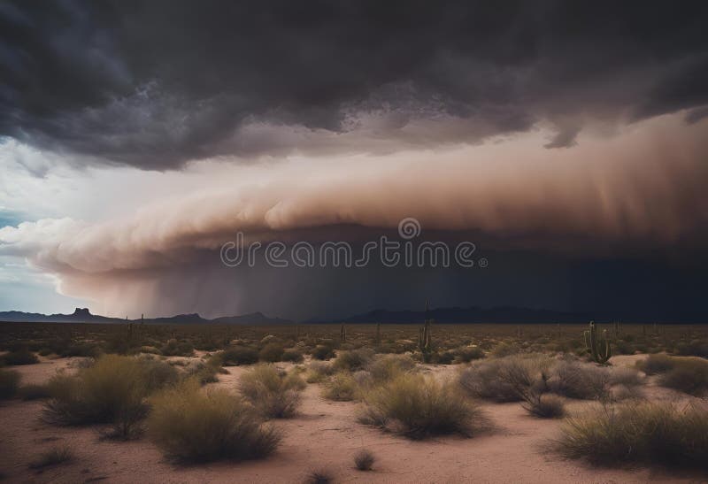 AI Generated Illustration of a Cloud Moving Over Expansive Desert Under ...