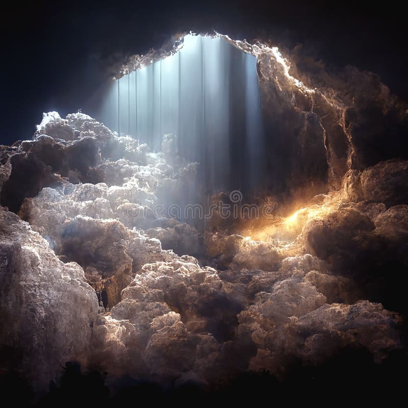 AI Generated Illustration of Clouds with Different Colored Light Beams ...