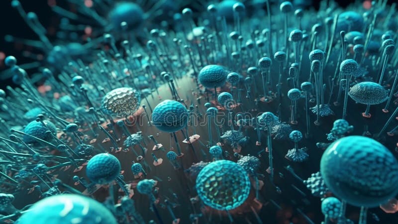 AI Generated Illustration of a Cluster of Blue Cells, Creating a ...