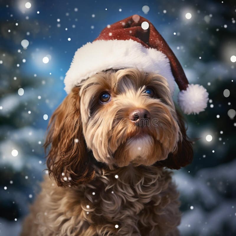 AI Generated Illustration of a Cockapoo in a Santa Hat Stock ...