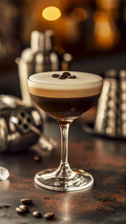 AI Generated Illustration of a Cocktail and Shaker on Table Stock Image ...