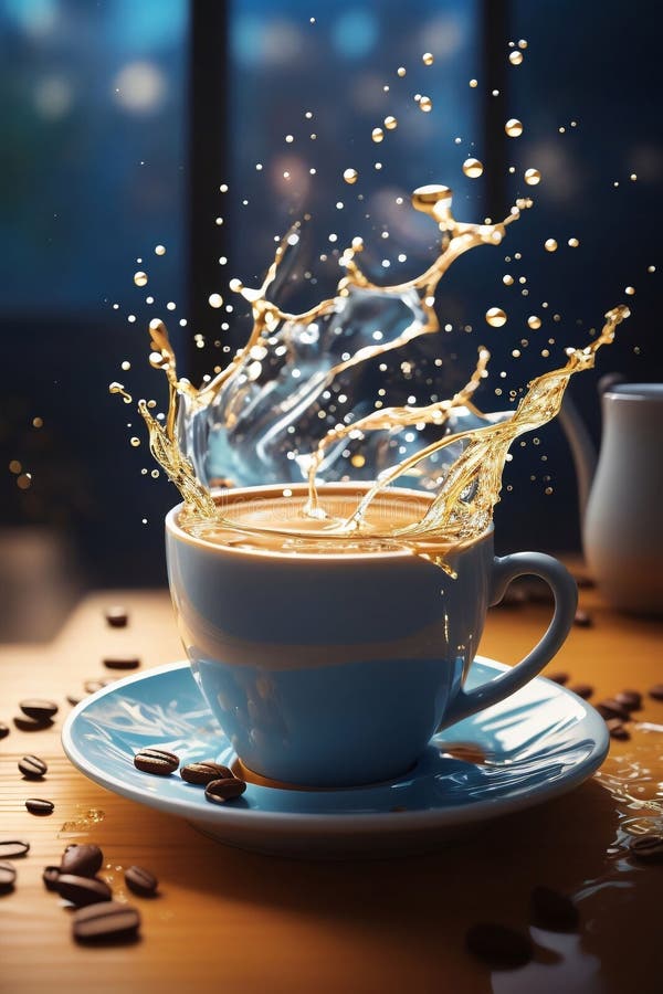 AI Generated Illustration of a Coffee Cup with a Splash of Brewed ...