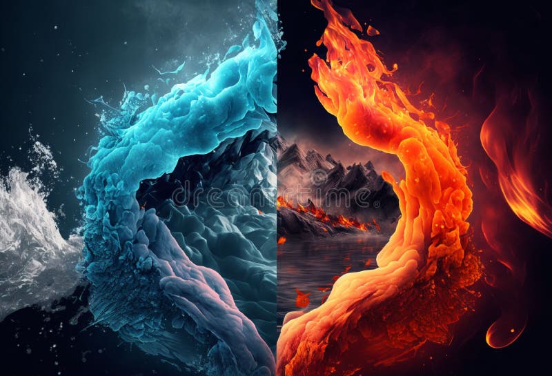 AI-generated Cold World Covered by Ice,and a Hot World Surrounded by ...