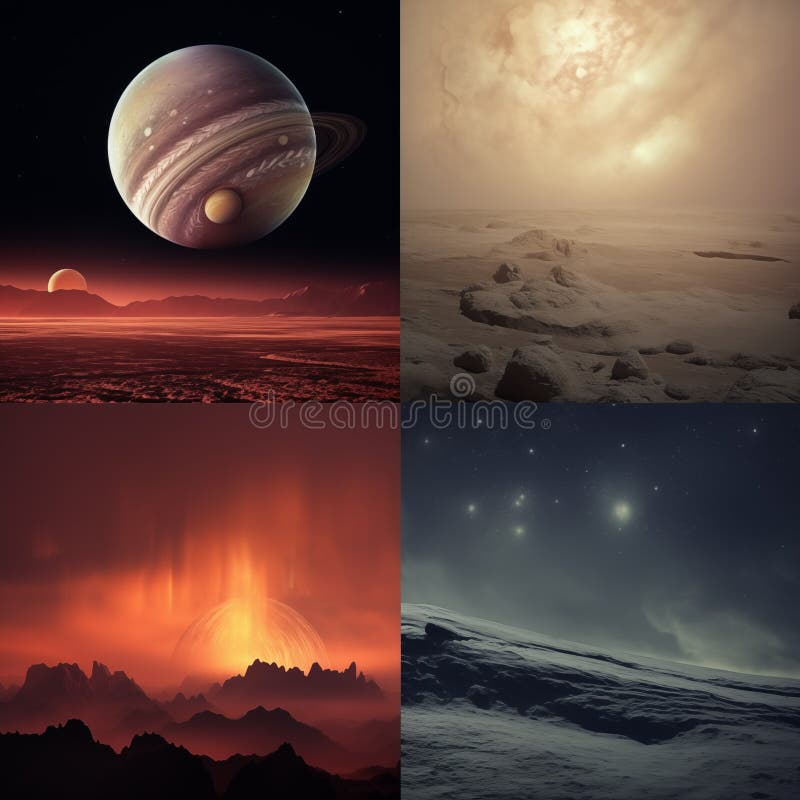 AI Generated Illustration of a Collage of Celestial Bodies in the E ...