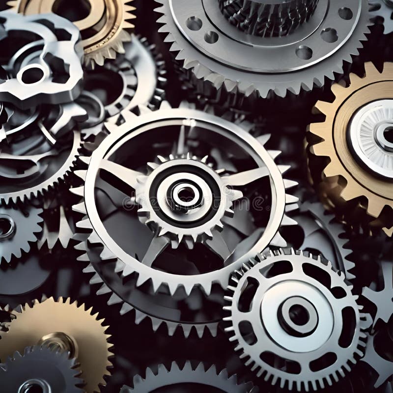AI-generated Illustration of a Collection of Metal Cogs and Gears Stock ...