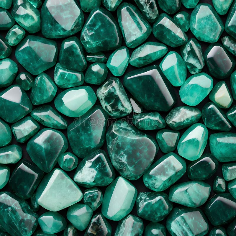 AI Generated Illustration of a Collection of Polished Green Gemstones ...