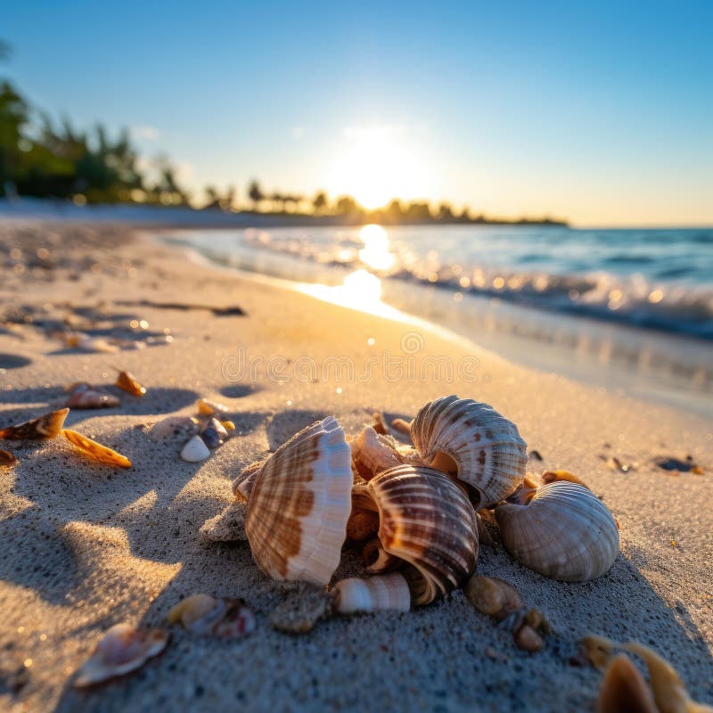 AI Generated Illustration of a Collection of Shells Scattered Across a ...