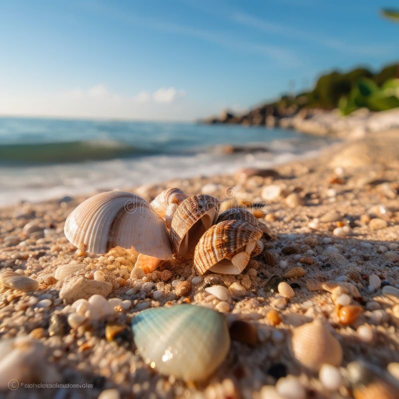 AI Generated Illustration of a Collection of Shells Scattered Across a ...