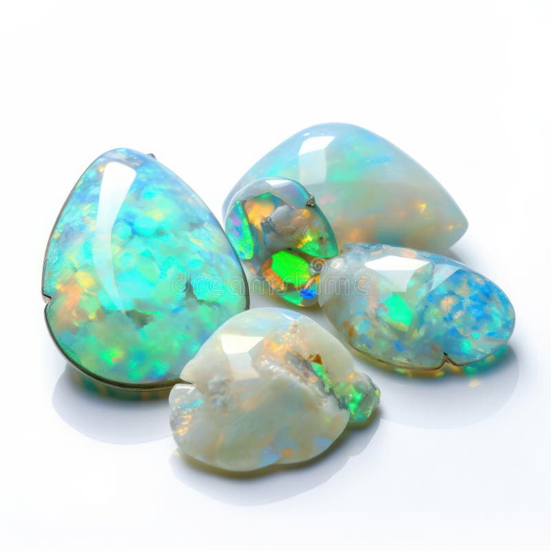 AI Generated Illustration of a Collection of Vibrant Opal Stones Placed ...