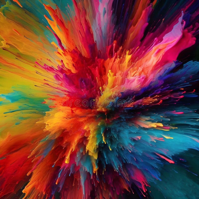 AI Generated Illustration of a Colored Paint Exploding Up into the Air ...