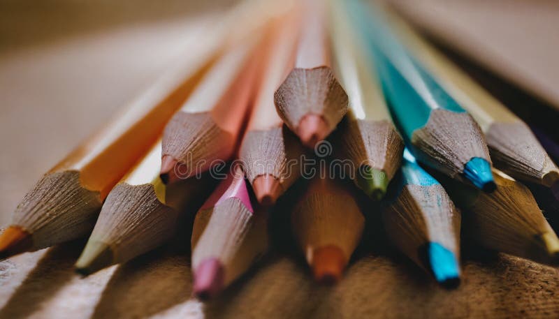 Colored Pencils Lined Up in a Stack on Top of Each Other Stock Photo ...