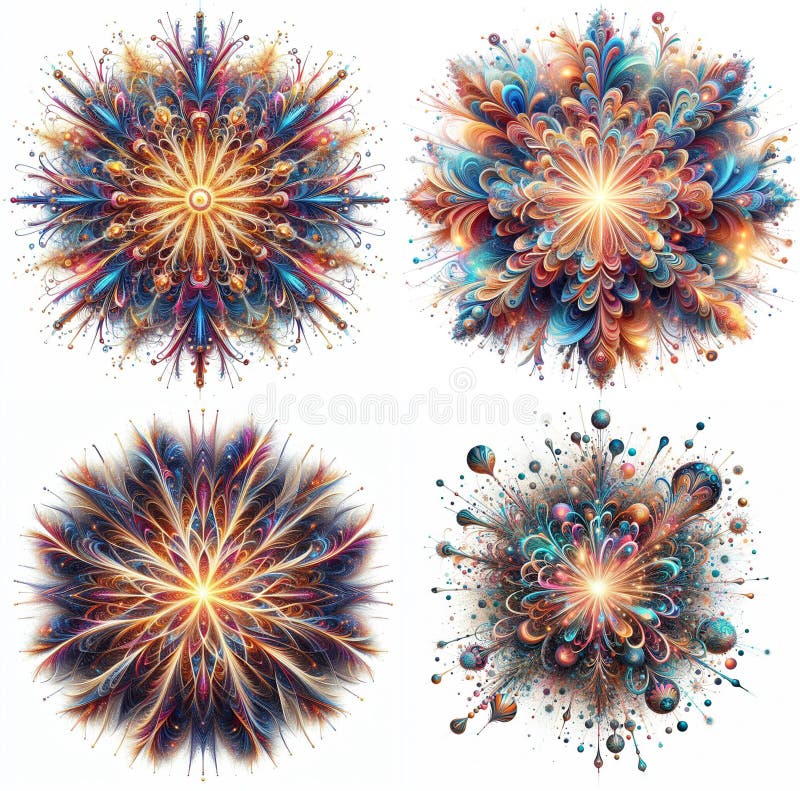 Set of abstract explosions stock illustration. Illustration of rays ...