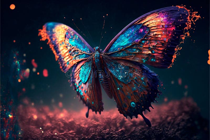 AI-generated Illustration of a Colorful Butterfly. Stock Illustration ...