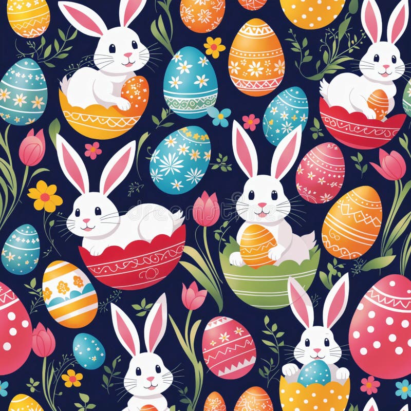 AI Generated Illustration of a Colorful Easter Bunny Design Adorned ...