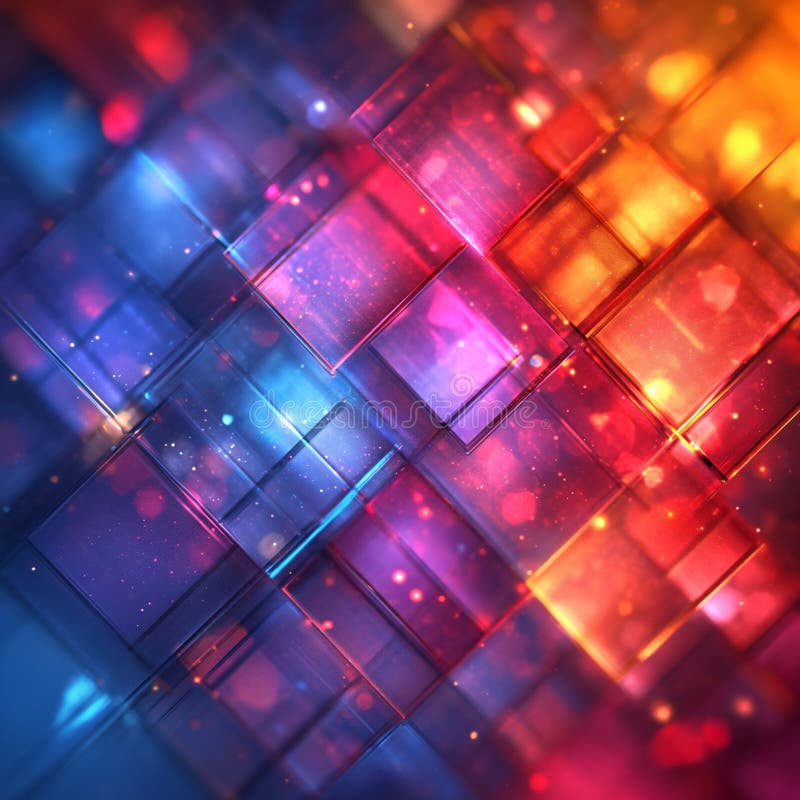 Colorful Glass Blocks on the Bottom with Light Shining in the Middle ...