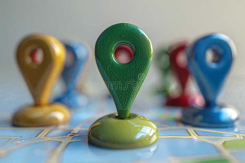 AI-generated Illustration of Colorful Location Marks on a Map Stock ...