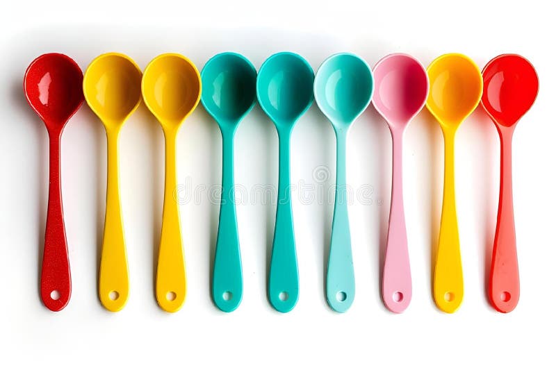 AI-generated Illustration of Colorful Plastic Spoons Arranged in a Row ...