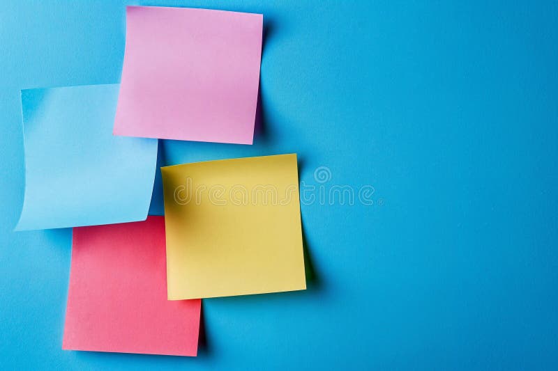 AI Generated Illustration of a Colorful Stack of Sticky Notes on a Blue ...