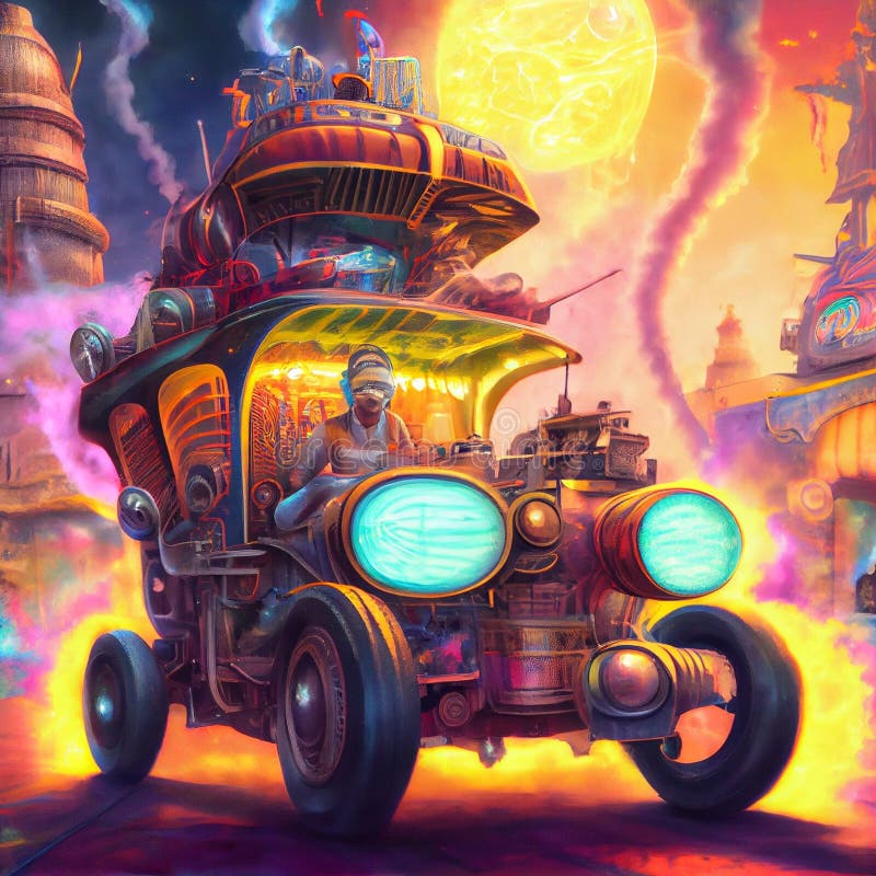 AI Generated Illustration of a Colorful Tuk-tuk, Public Transportation ... AI Generated Illustration of a Colorful Tuk-tuk, Public Transportation ...