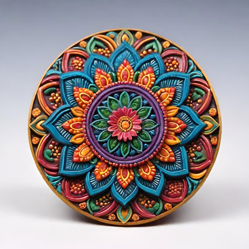 Colourful Textured Mandala Made of Clay Stock Illustration ...