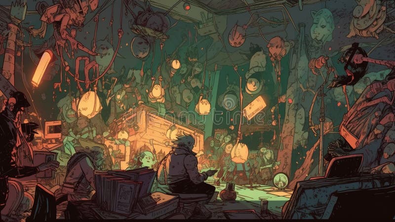 AI Generated Illustration of a Comic Book Scene at a Futuristic ...