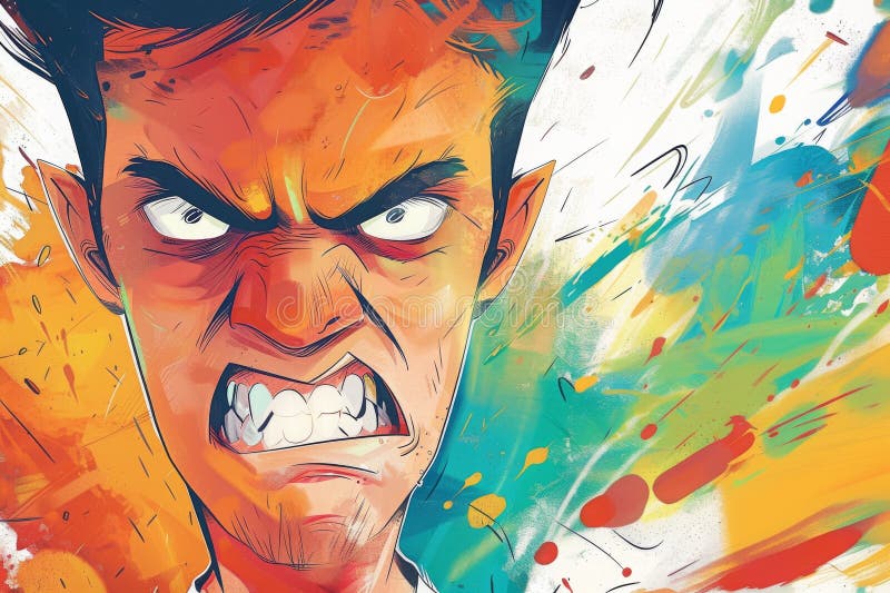 AI-generated Illustration of a Comic Style Illustration of a Fierce Man ...