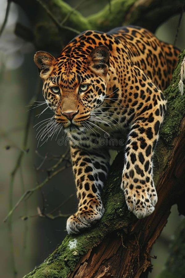 AI Generated Illustration of a Common Leopard (Panthera Pardus) Perched ...