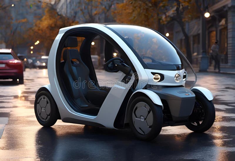 AI Generated Illustration of a Compact, Stylish Automobile Driving on a ...