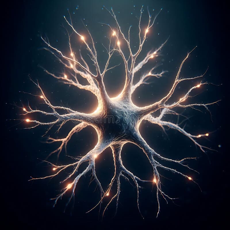 AI-Generated Illustration of a Complex Neural Network with Glowing ...
