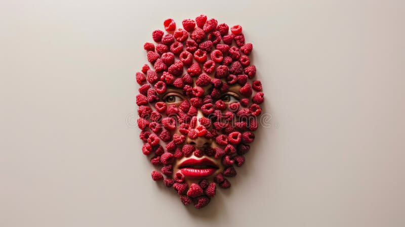 A Face Made Out of Raspberries and Another Man S Face Stock Image ...