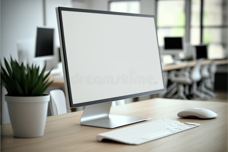 AI-generated Illustration of a Computer with a Blank Space Desktop Laid ...